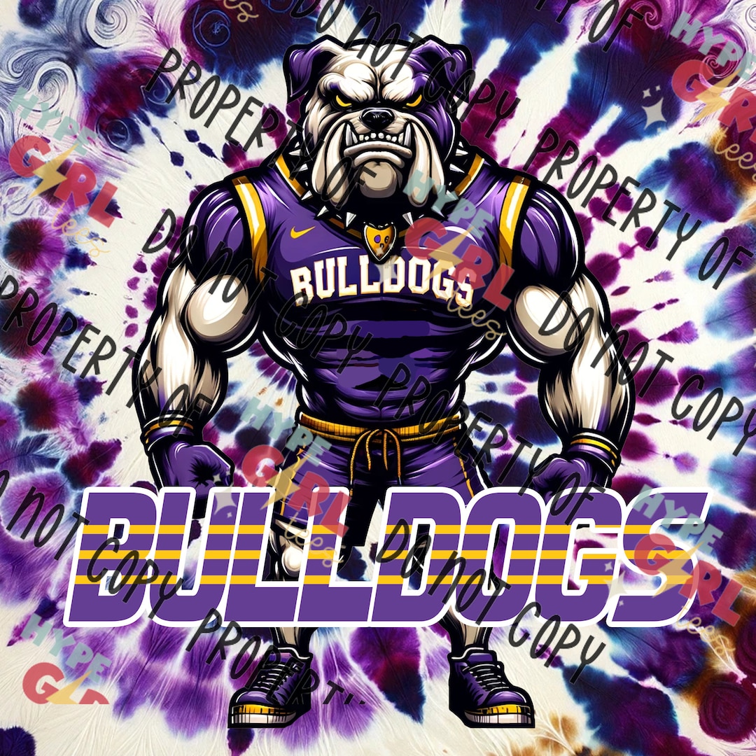 Bulldogs Mascot PNG Digital File for School or Team Purple & Gold ...