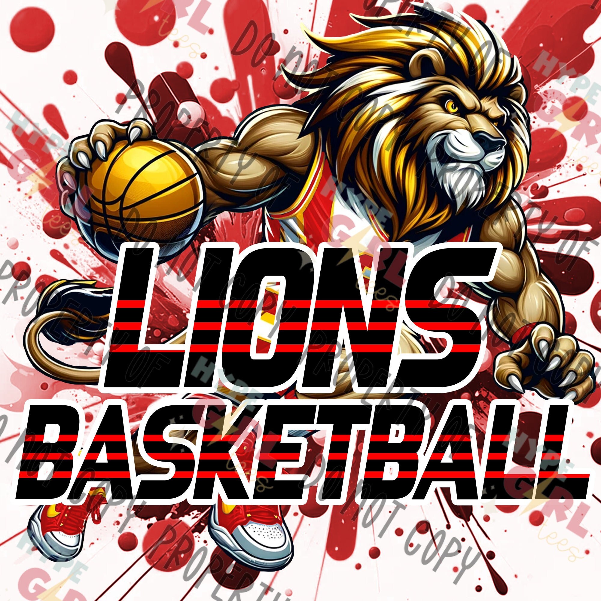 Lions Basketball Mascot PNG, Digital File. Lion Logo. Red & White ...