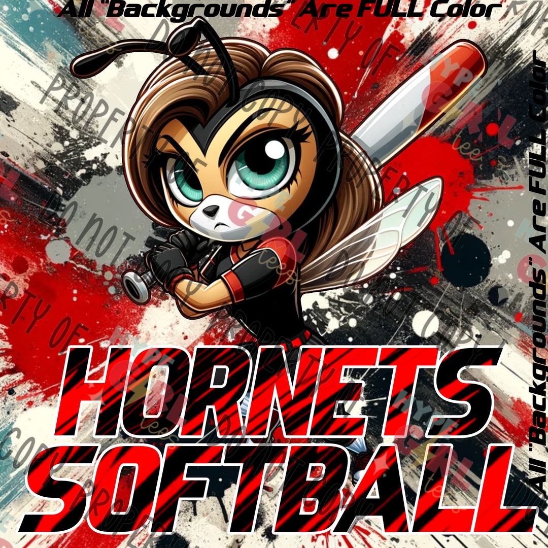 Lady Hornets Softball Mascot PNG Digital File. Black & Red Variant ...