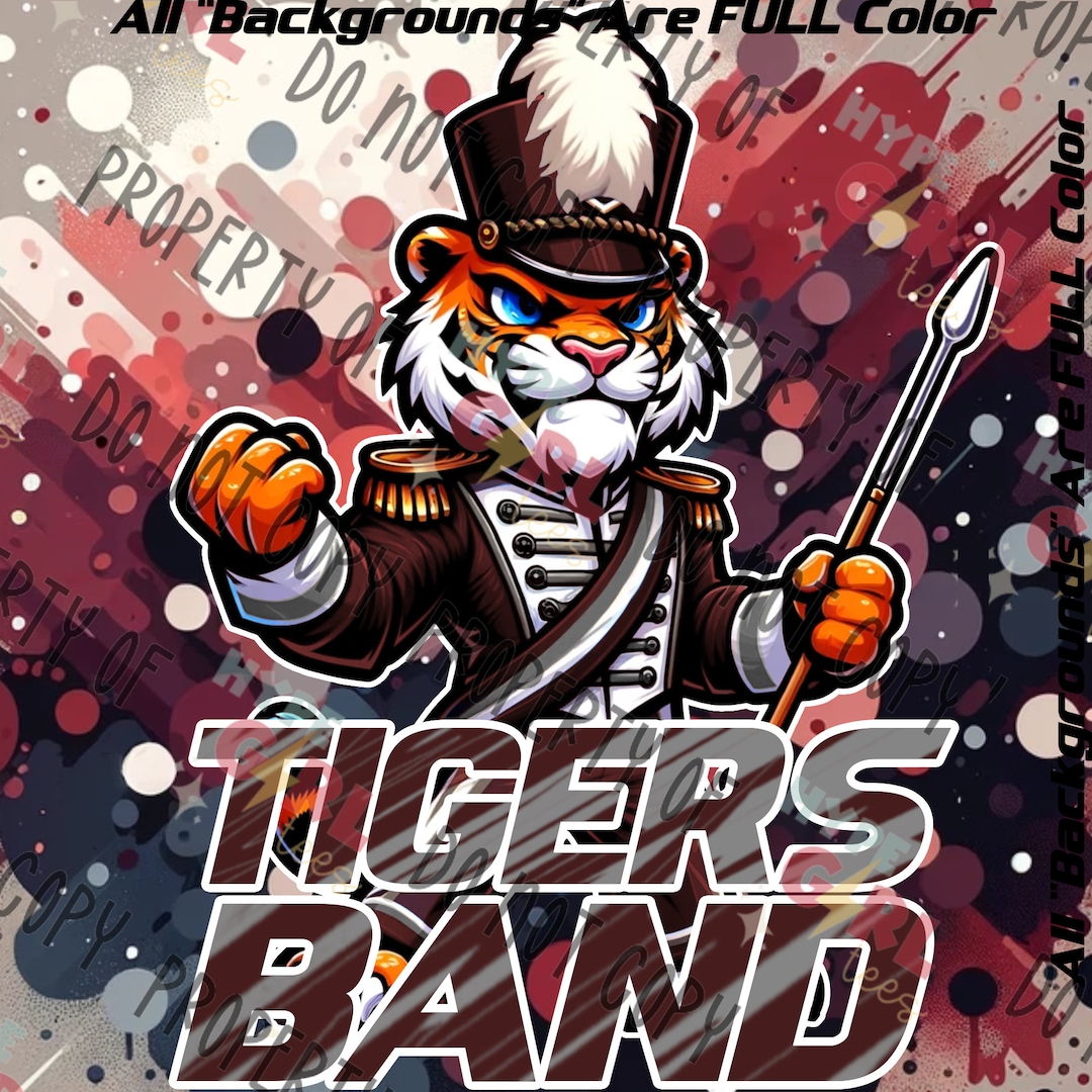 Tigers Band Mascot PNG Digital File, Instant Download. Maroon & White ...