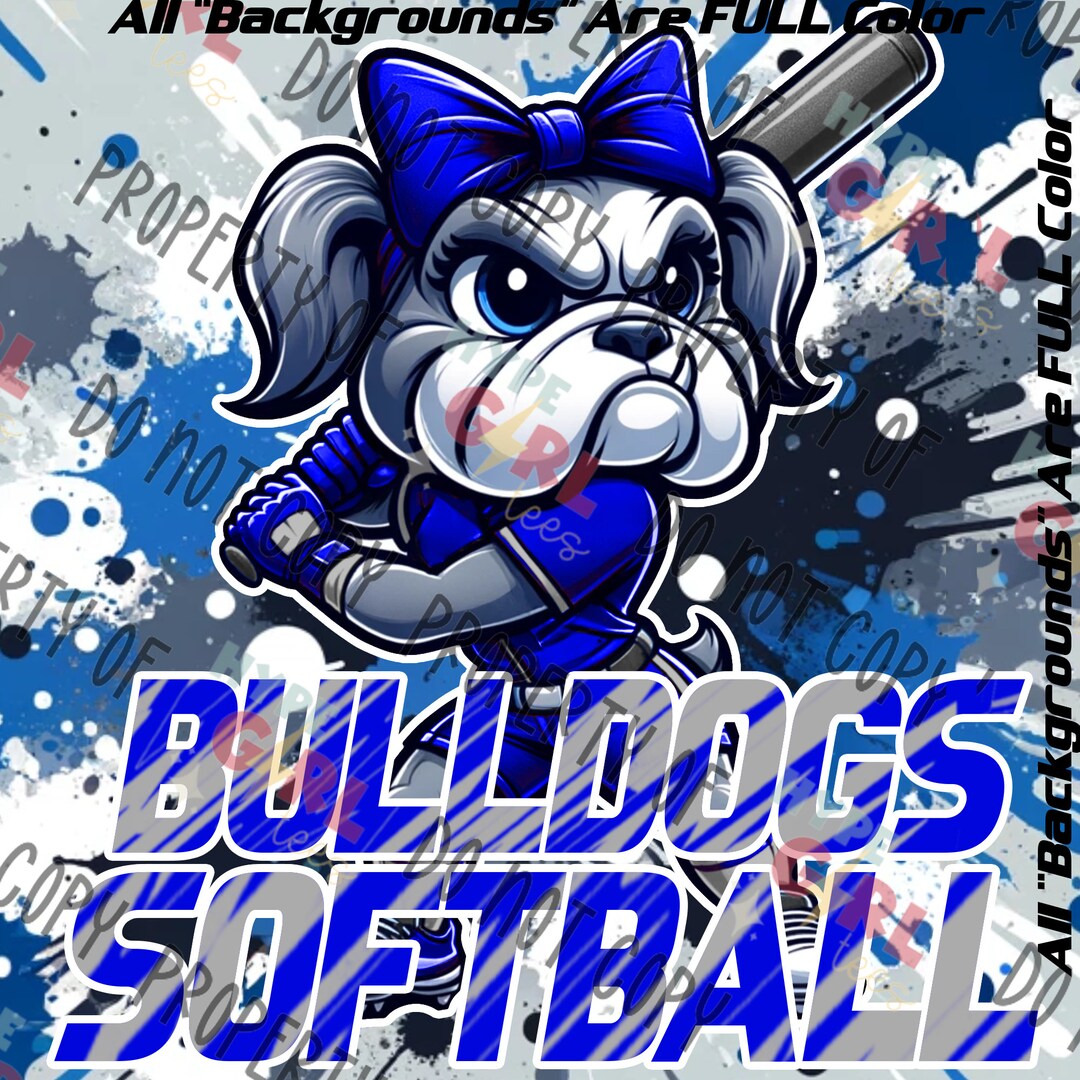 Lady Bulldogs Softball Design PNG Digital File. Blue & Grey Version ...