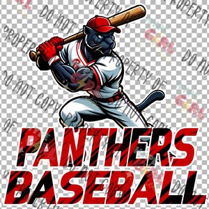Panther Baseball Mascot PNG Digital File. Red & White Variant. OTHER ...