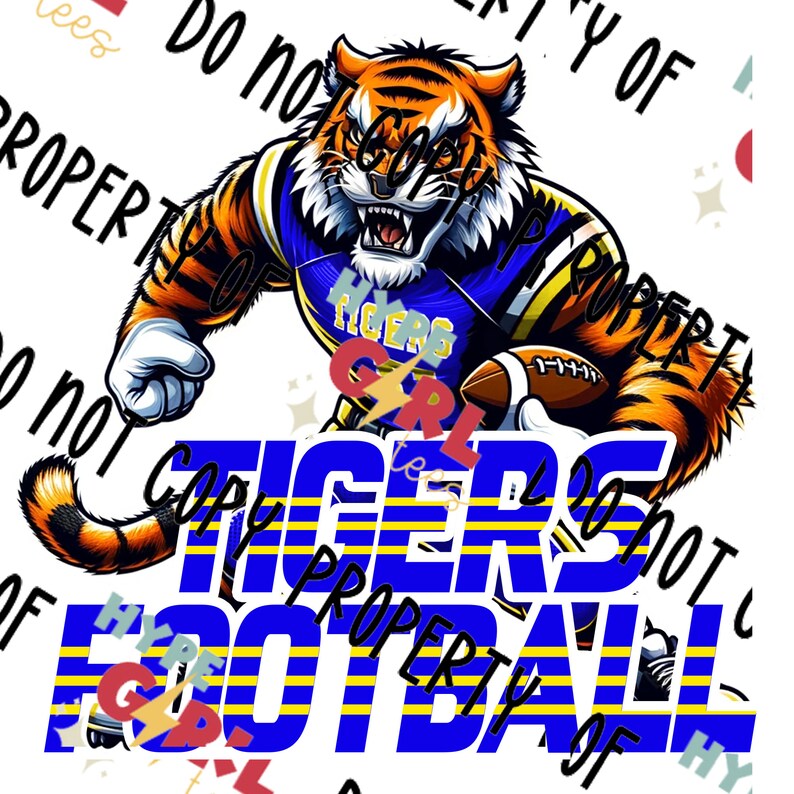 Tigers Football PNG Digital File. Blue & Gold Variation. Other Colors ...