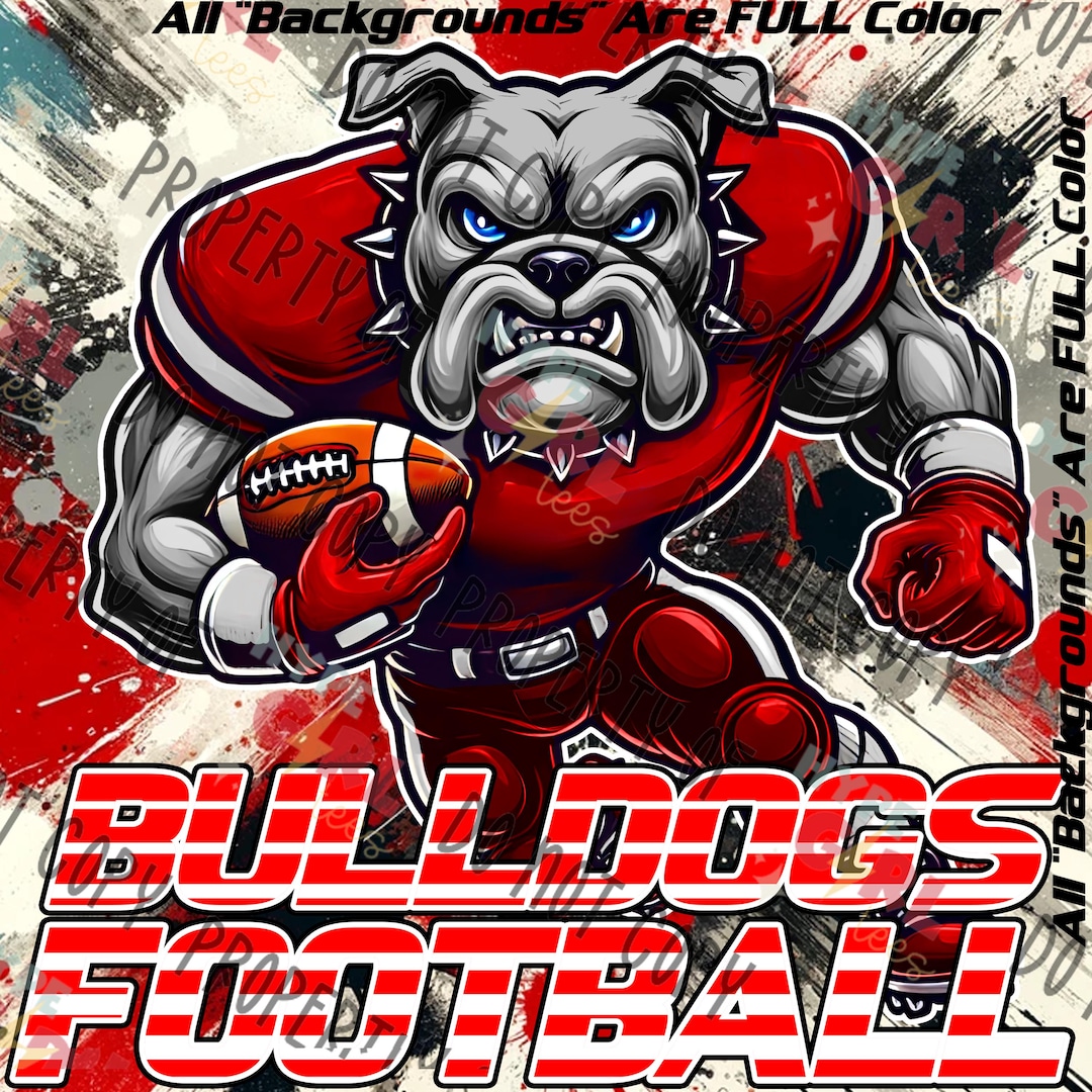 Bulldogs Football PNG Digital File. Red & White Variation. Other Colors ...
