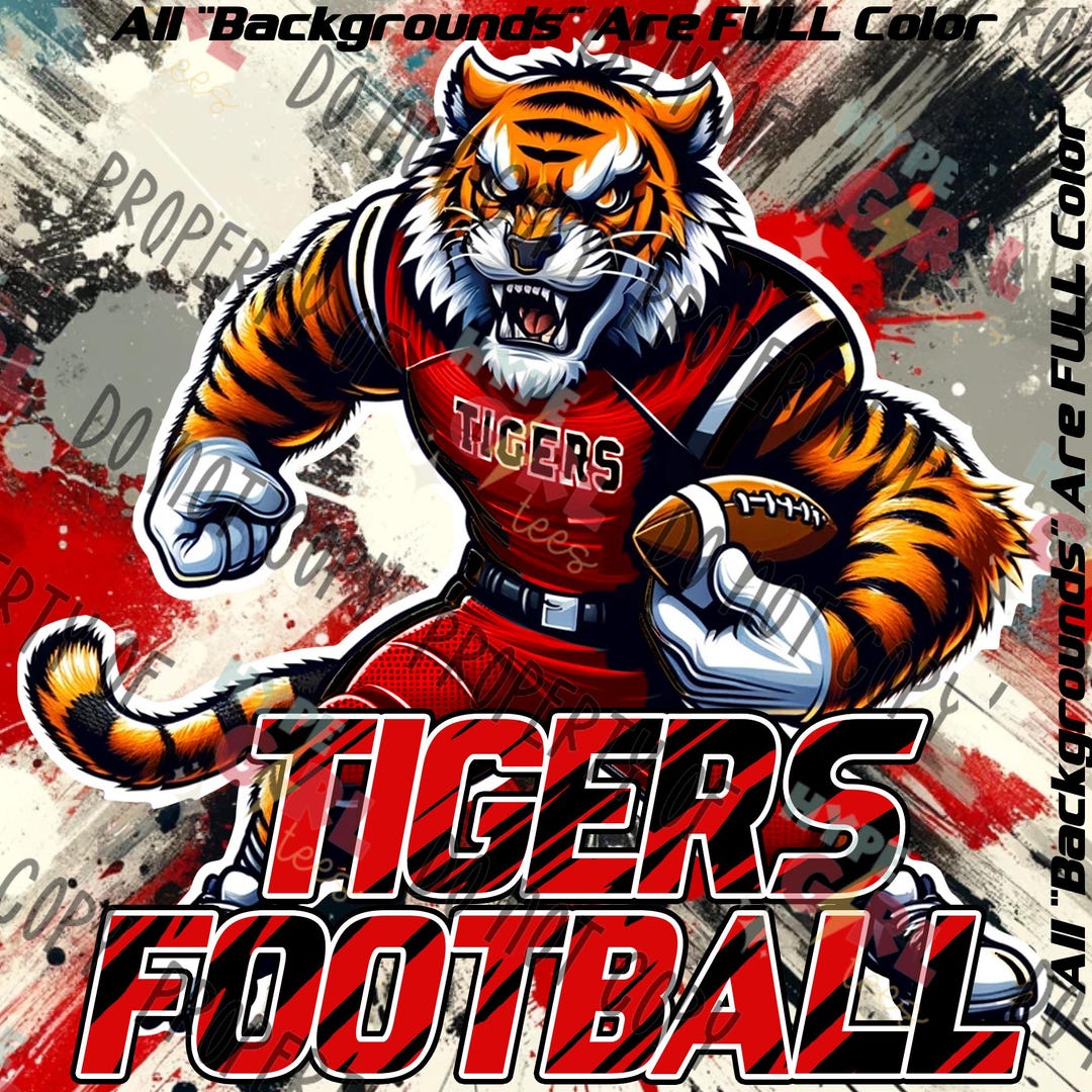 Tigers Football PNG Digital File. Red & Black Variation. Other Colors ...