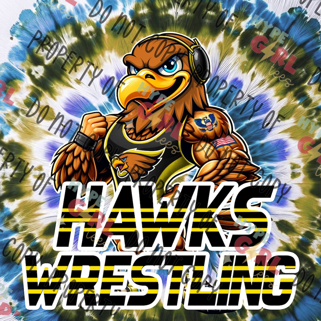 Hawks Wrestling Mascot PNG, Digital File. Hawks Logo. Black & Gold ...