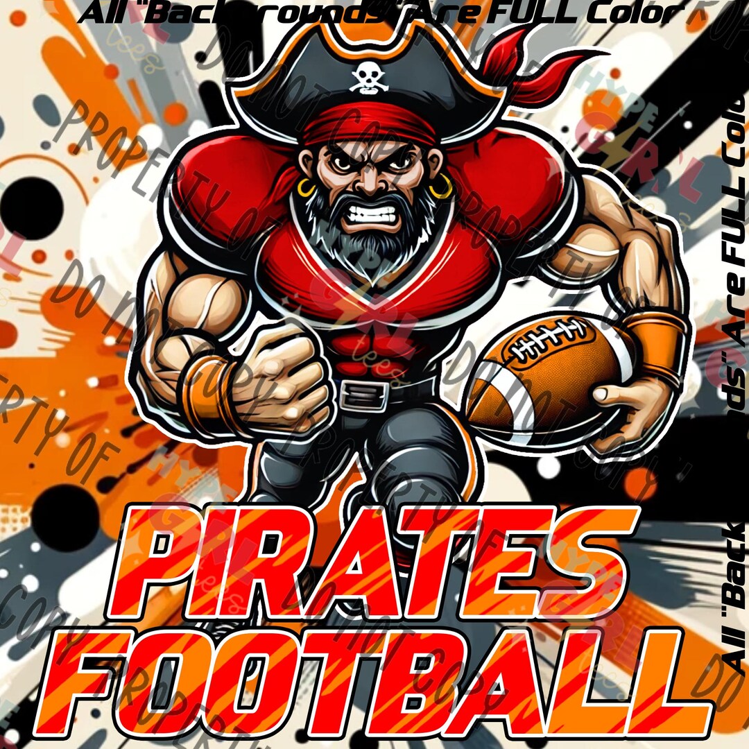 Pirates Football / Buccaneers Football Design File PNG. Red & Orange ...