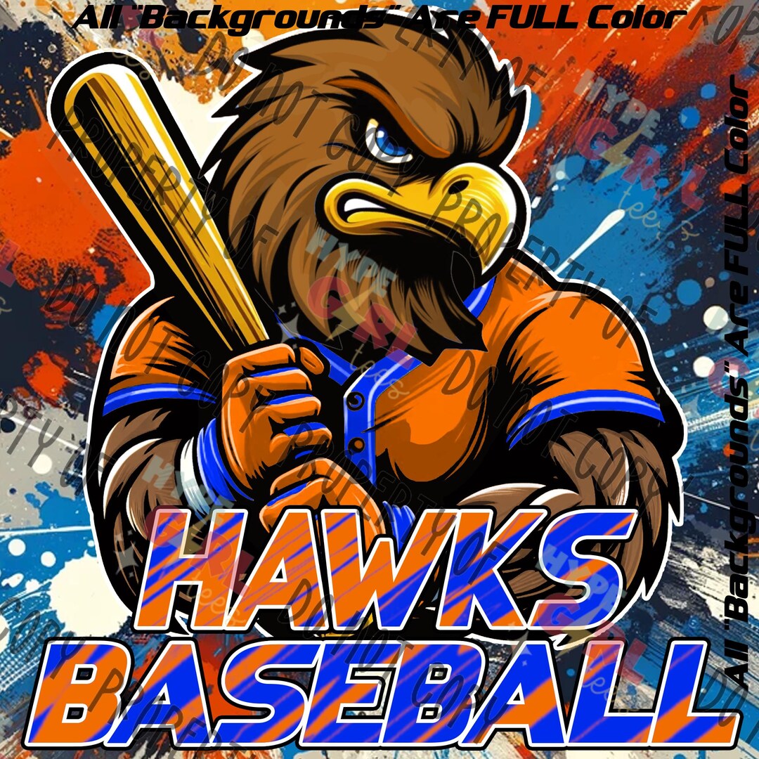 Hawks Baseball Design PNG Digital File. Orange & Blue Variant. OTHER ...