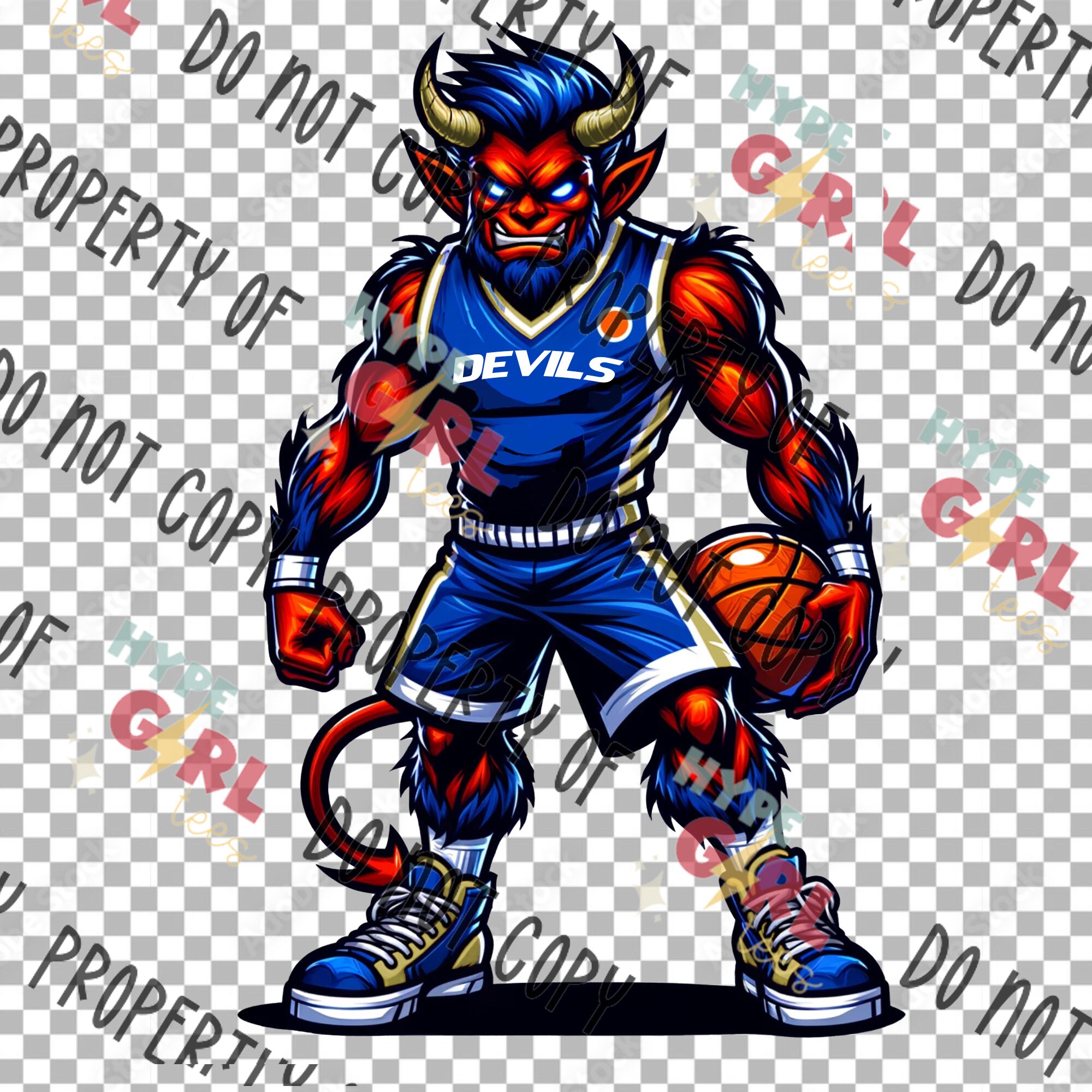 Devil Basketball Mascot Digital File Navy & Gold Variation. Other ...