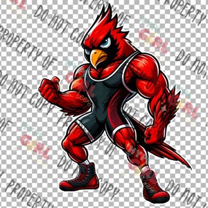 Cardinals Wrestling Mascot PNG, Digital File. Red & Black Variation ...