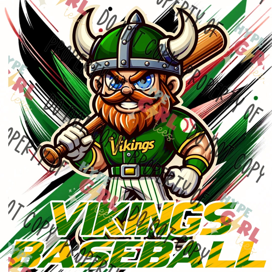 Vikings Baseball Mascot PNG Digital File. Green & Gold Variation. Other ...
