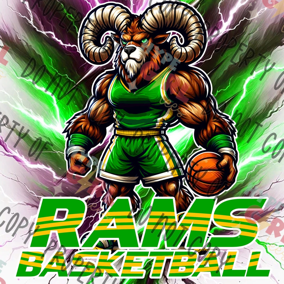 Rams Basketball Mascot PNG, Digital File. Rams Logo. Green & Gold ...