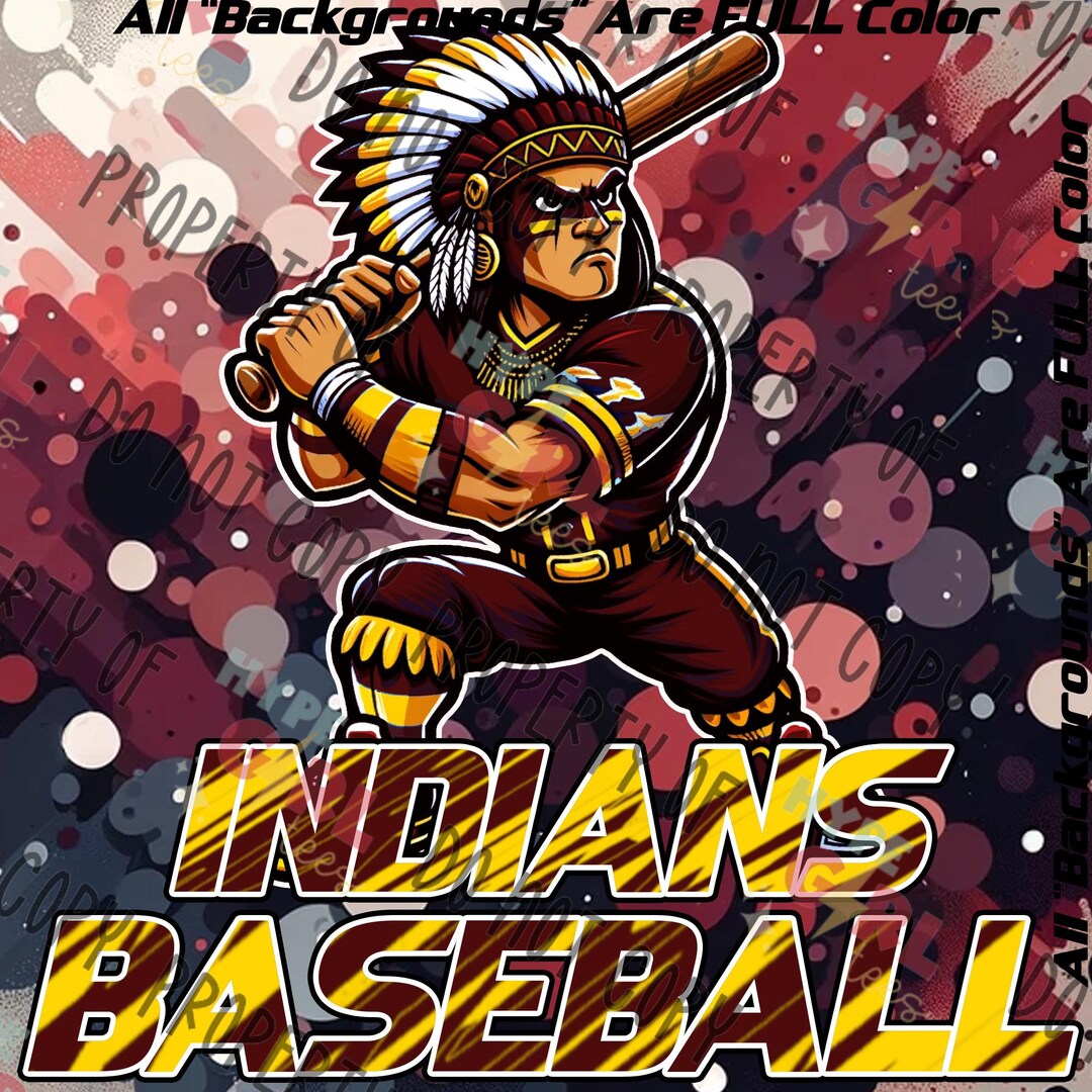 Indians / Aztecs Baseball Mascot PNG Digital File. Maroon & Gold ...
