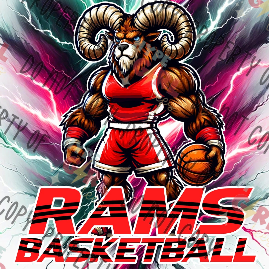 Rams Basketball Mascot PNG, Digital File. Rams Logo. Red & White ...