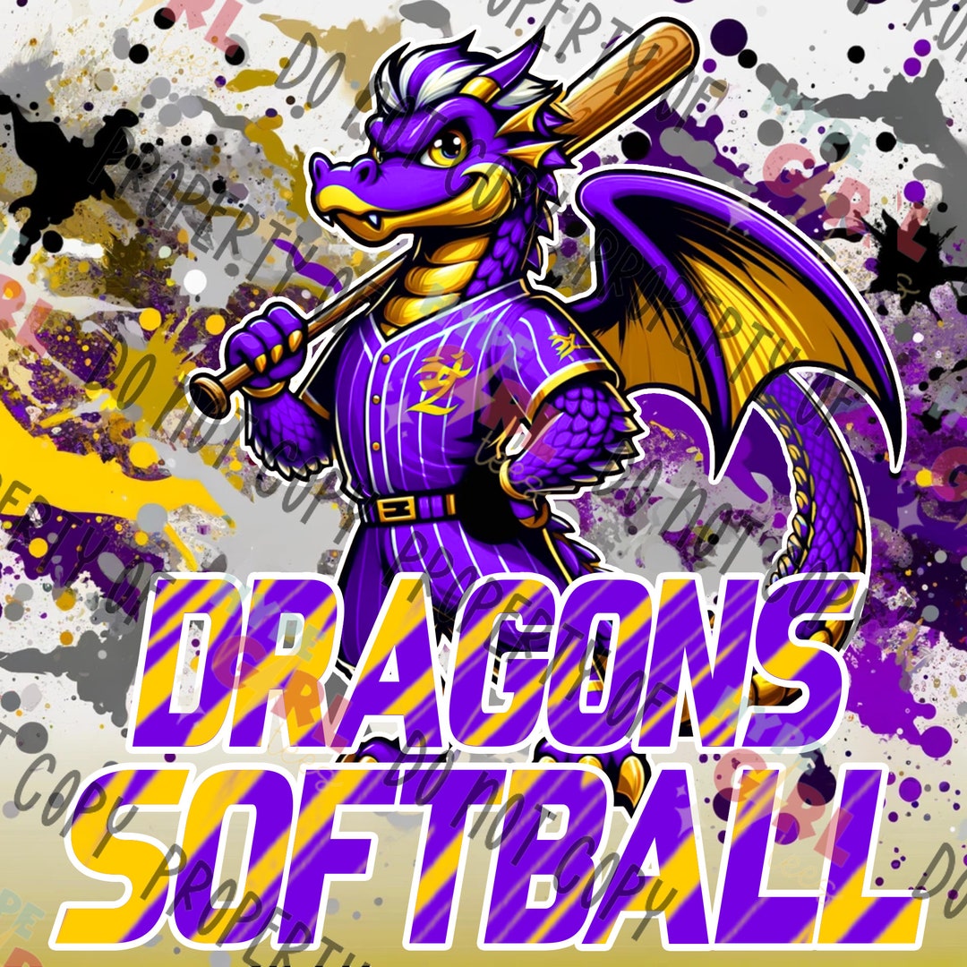 Dragons Baseball / Softball Mascot PNG Digital File. Purple & Gold ...