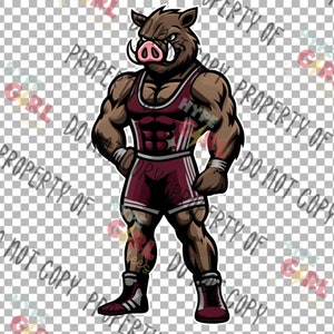 Boars / Hogs Wrestling Design PNG, Digital File. Maroon & Silver ...