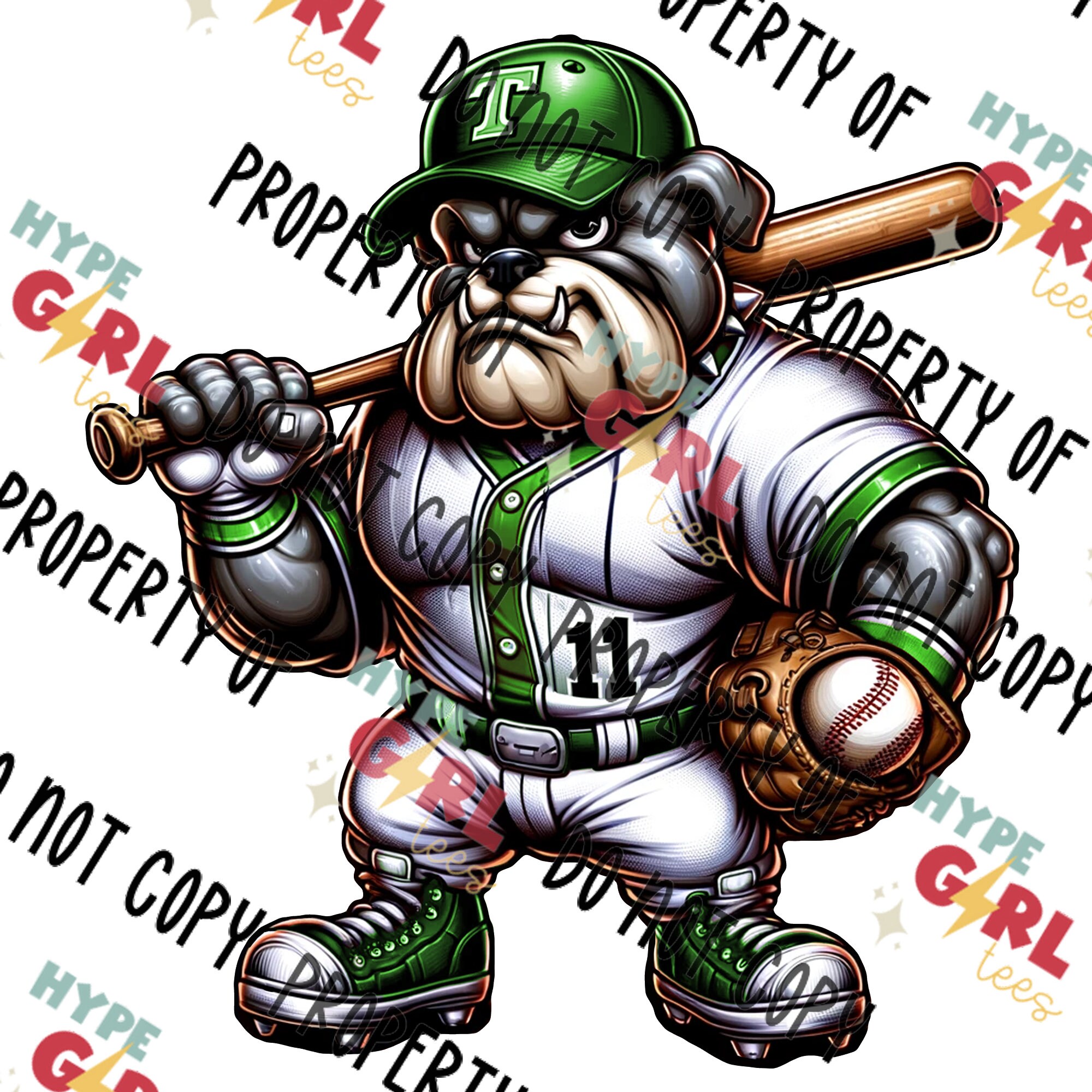 Bulldogs Baseball Mascot PNG Digital File. Green & White Other Colors ...