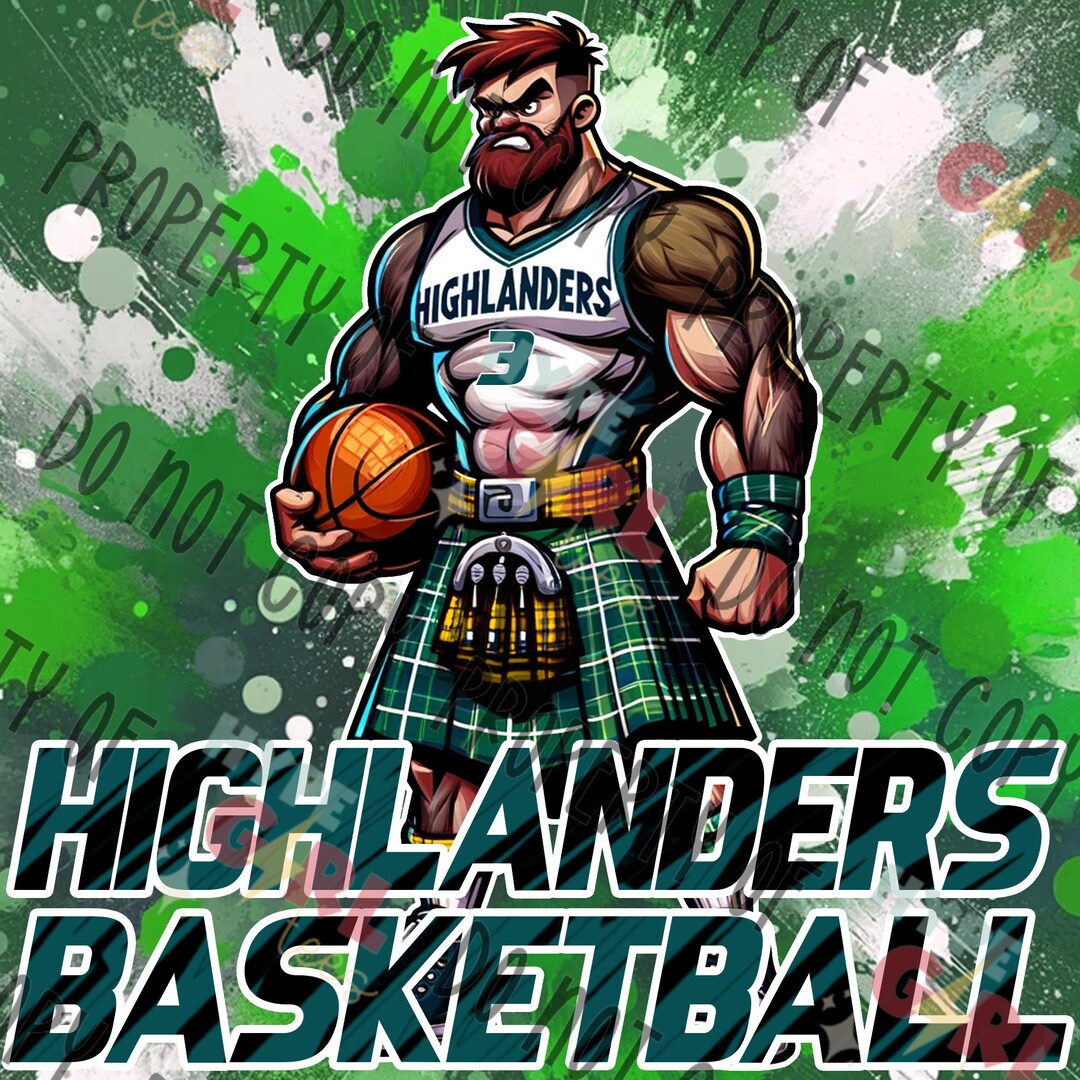Highlanders Basketball Design PNG Digital File. Green & Gold Variation ...