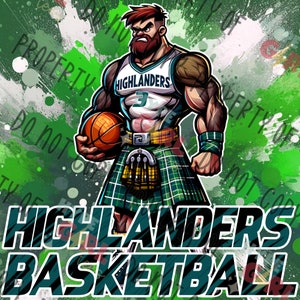 Highlanders Basketball Design PNG Digital File. Green & Gold Variation ...