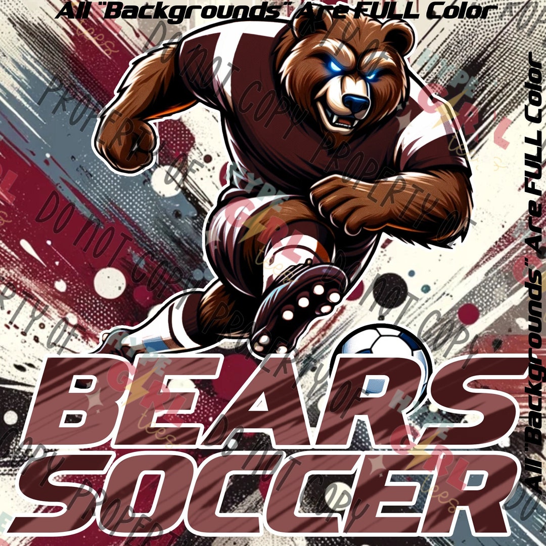 Bears Soccer Mascot PNG Digital File Maroon & White Version. OTHER ...