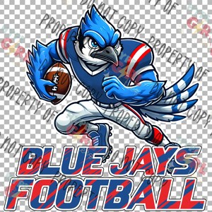 Blue Jays Football PNG Digital File. Blue & Red Variation. Other Colors ...