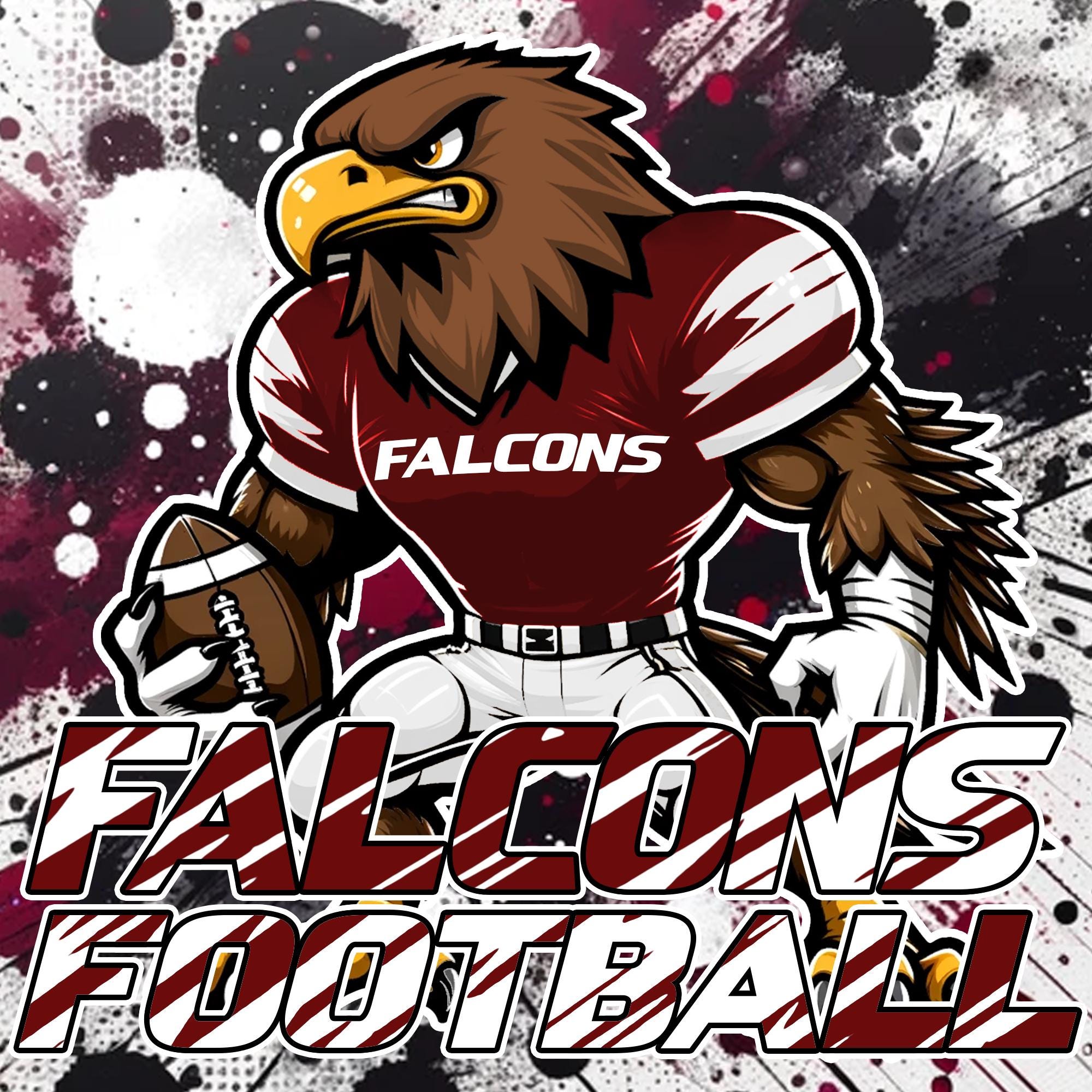 Hawks / Falcons Design PNG Digital File. Maroon & White Variation ...