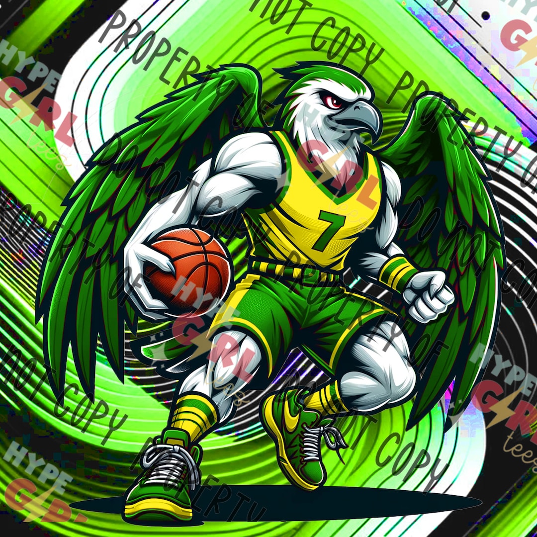 Falcon Basketball Mascot Green/gold PNG, Digital File. Other Color ...