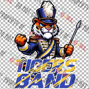 Tigers Marching Band Mascot PNG Digital File. Blue & Gold Variant ...