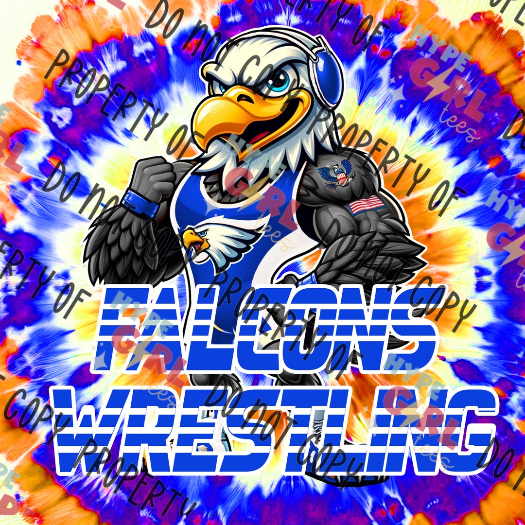 Falcons Wrestling Mascot PNG Digital File Blue & White Variation. Other ...