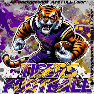 Tigers Football PNG Digital File. Purple & Gold Variation. Other Colors ...