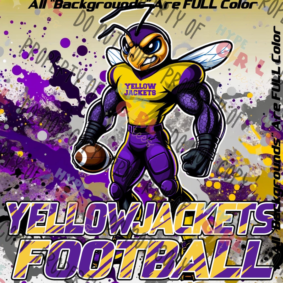Yellow Jackets / Hornets Football Mascot PNG Digital File. Purple ...