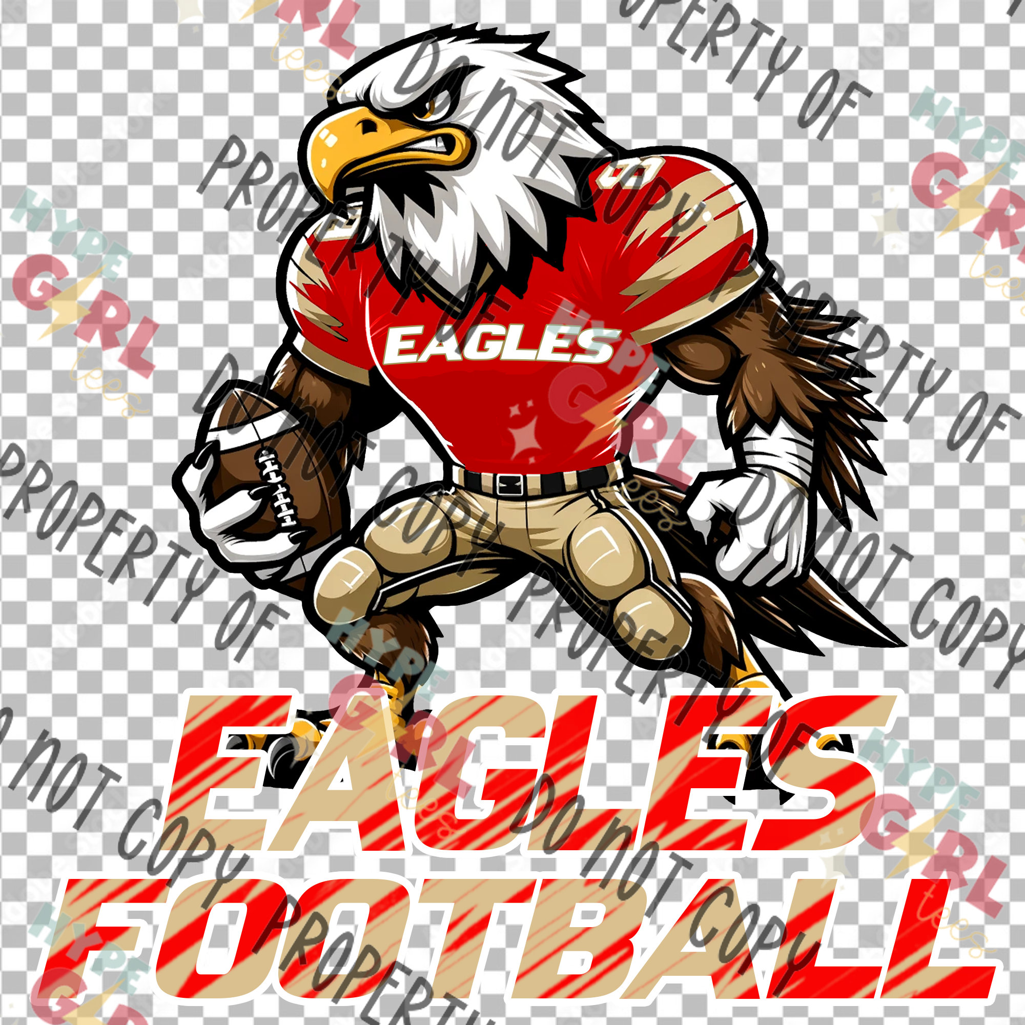 Eagles Football PNG Digital File. Red & Vegas Gold Variation. Other ...
