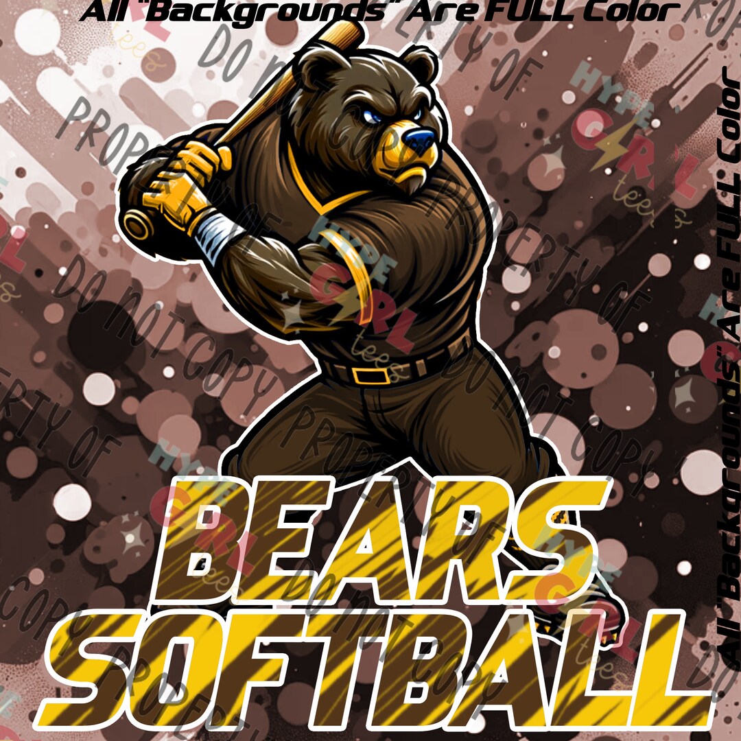 Bears Baseball Mascot PNG Digital File. Brown & Gold Variant OTHER ...