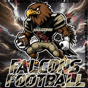 Hawks / Falcons Football PNG Digital File. Black & Vegas Gold Variation ...
