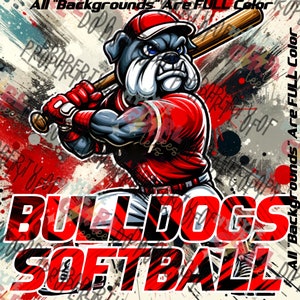 Bulldogs Baseball Mascot PNG Digital File. Red & White Other Colors ...