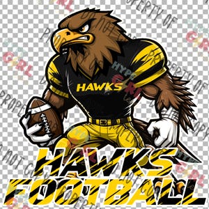 Hawks / Falcons Football PNG Digital File. Black & Gold Variation ...