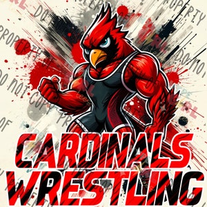 Cardinals Wrestling Mascot PNG, Digital File. Red & Black Variation ...