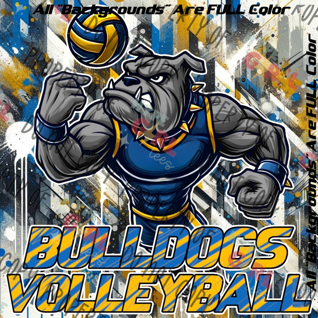 Bulldogs Volleyball Design PNG Digital File Instant Download. Blue ...