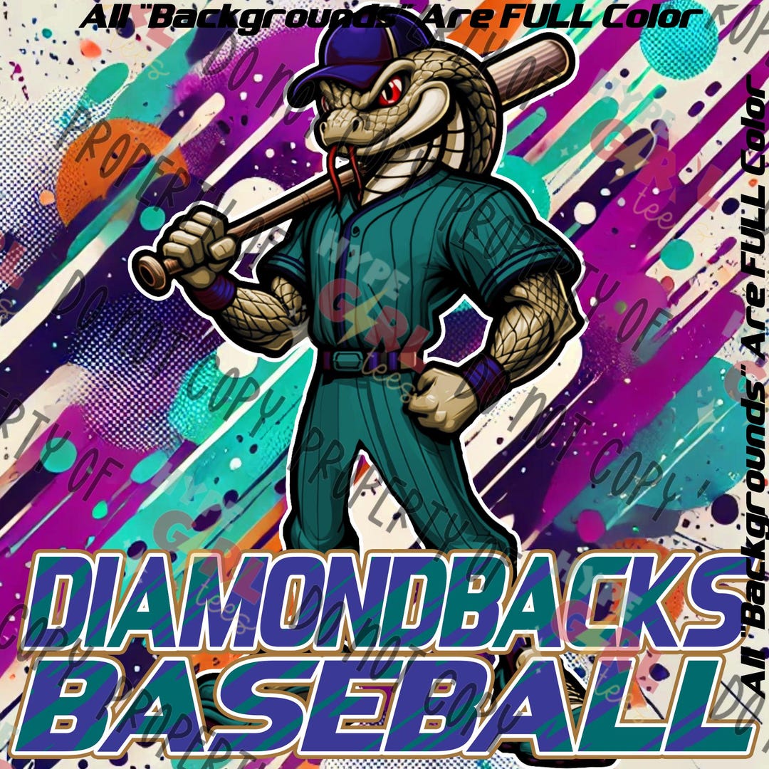 Diamondbacks Baseball Mascot PNG Digital File. Teal & Purple Variant ...