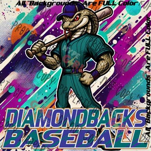 Diamondbacks Baseball Mascot PNG Digital File. Teal & Purple Variant ...