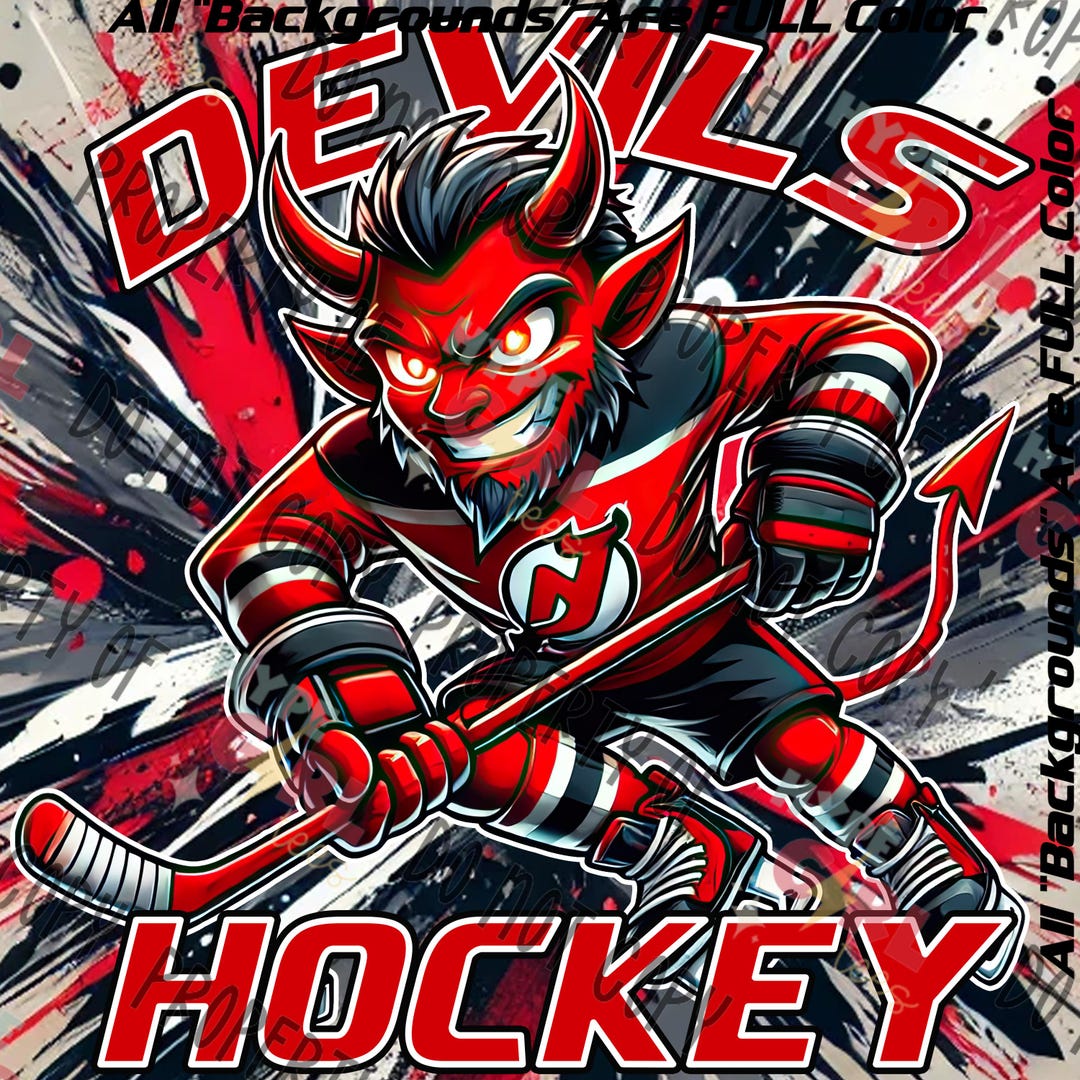Devils Hockey Design PNG Digital File. Red & Black Version, Other ...