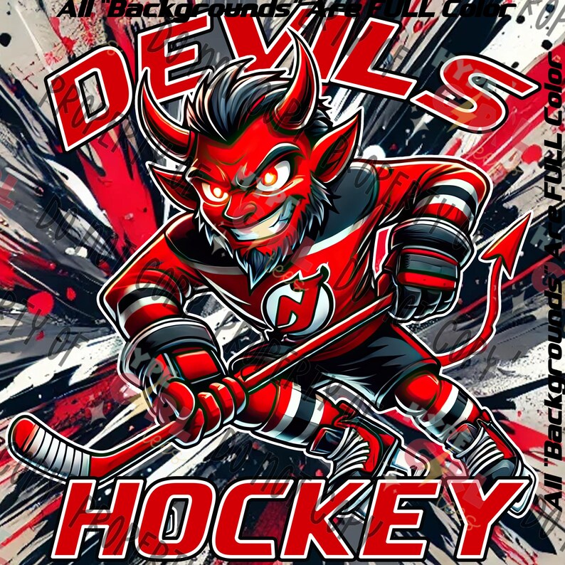 Devils Hockey Design PNG Digital File. Red & Black Version, Other ...