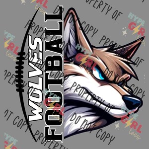 Wolves / Coyotes Football Design, Digital File PNG. Instant Download ...