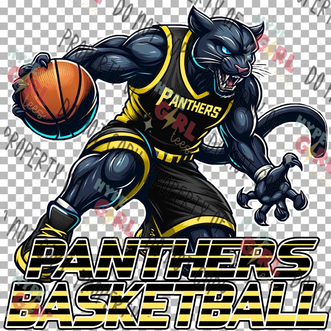 Panther Basketball PNG Digital File. Black and Gold Variation. Other ...