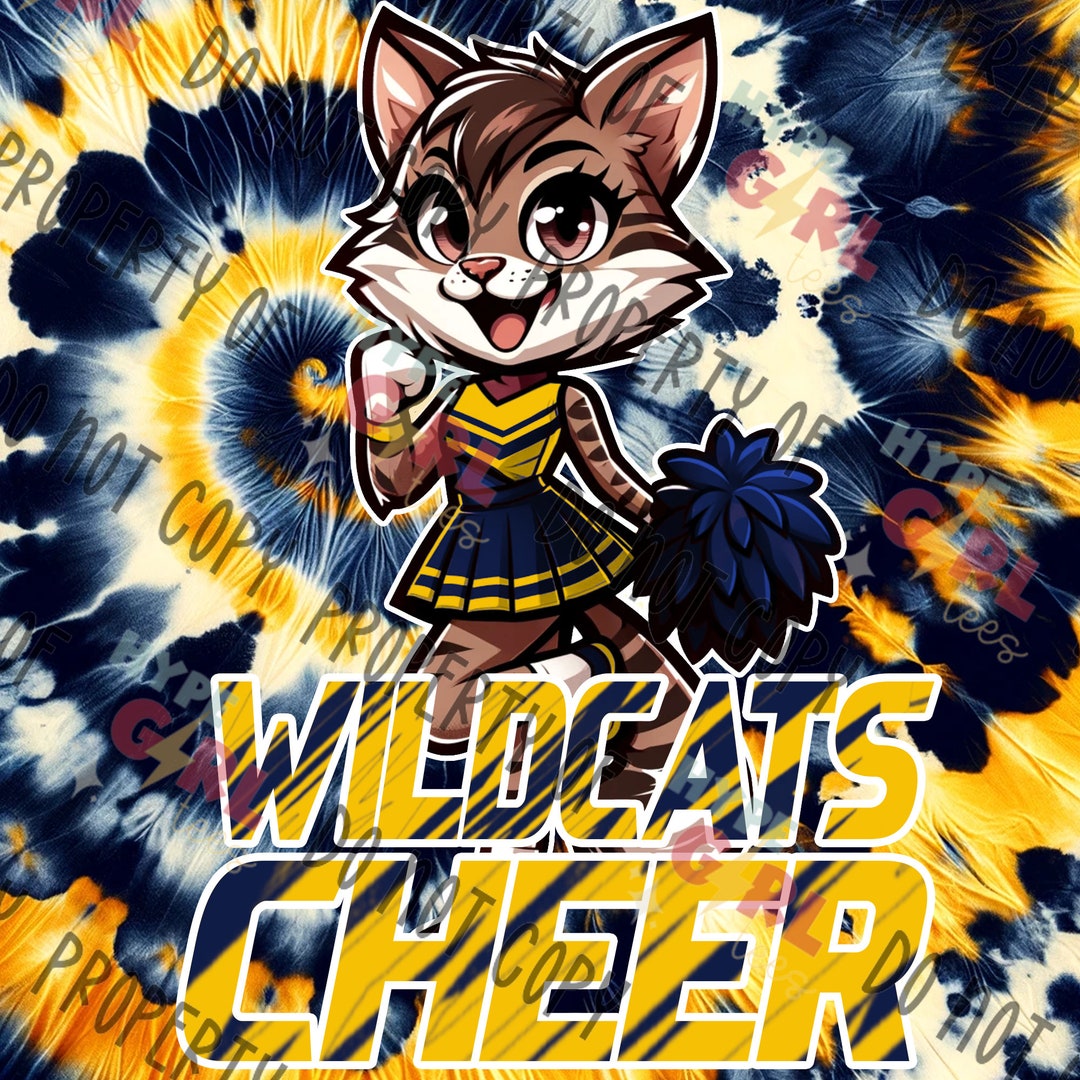 Wildcats Cheer Mascot PNG Digital File. Navy & Yellow Variant. OTHER ...