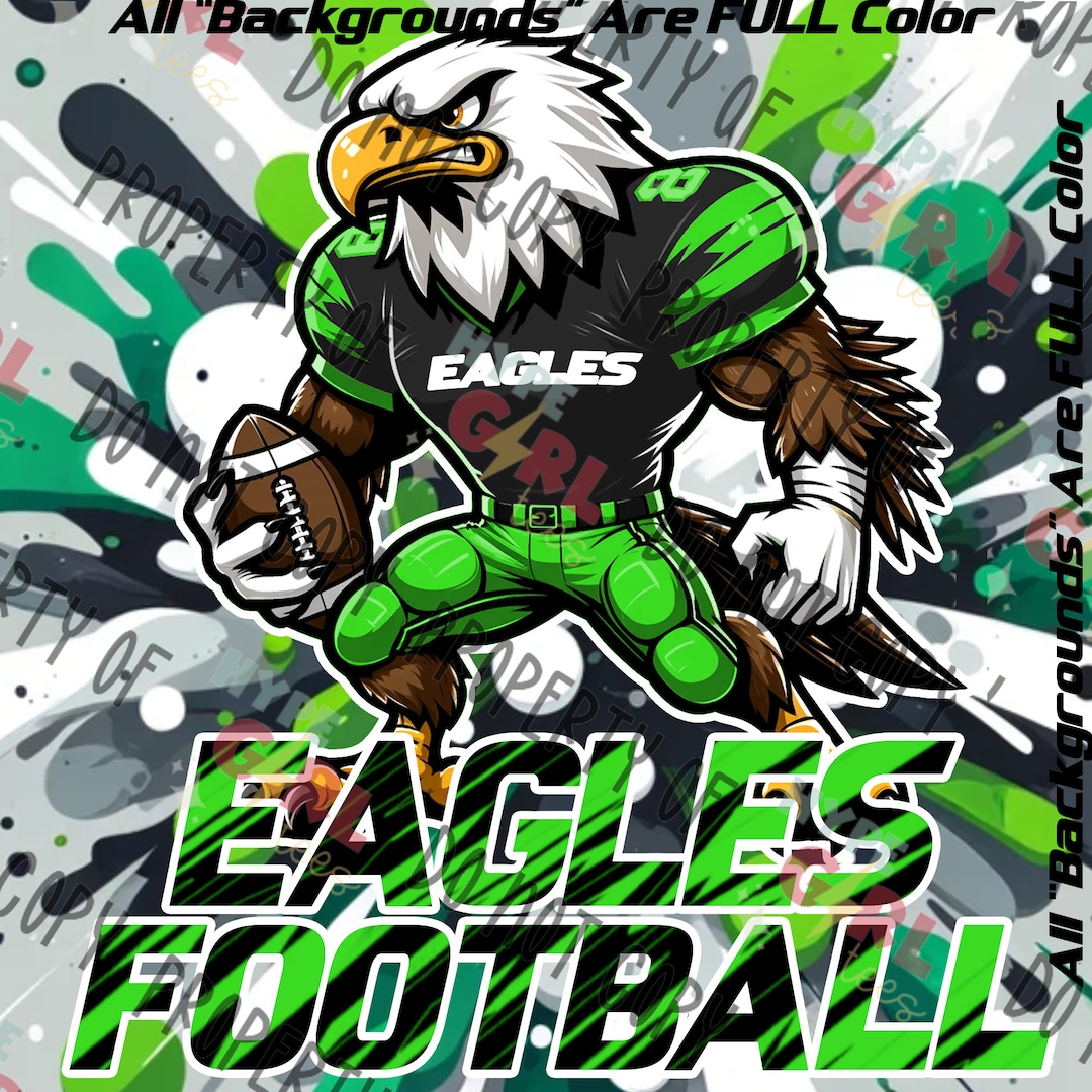 Eagles Football PNG Digital File. Black & Green Variation. Other Colors ...