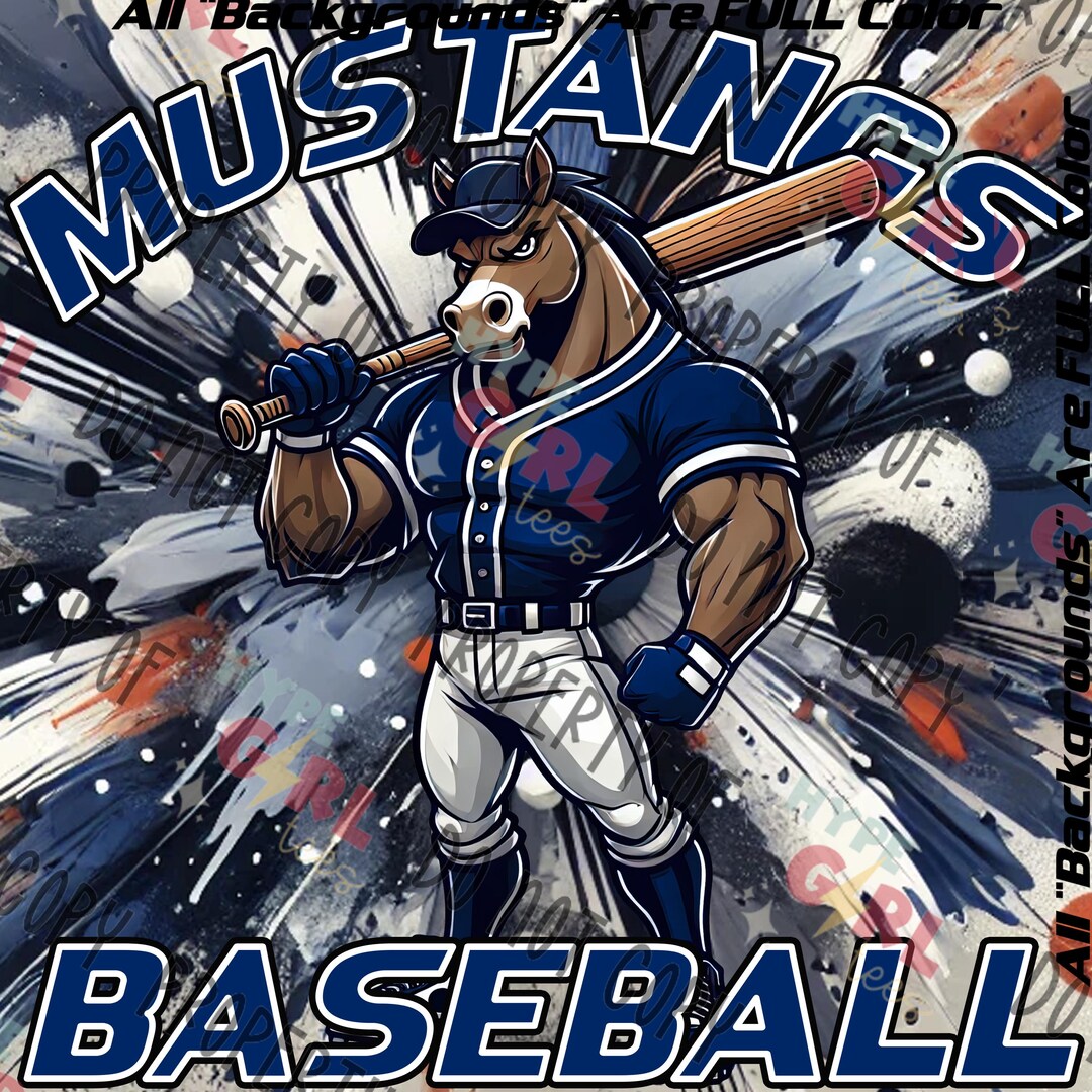 Broncos / Mustangs Baseball Design PNG Digital File. Navy & White ...