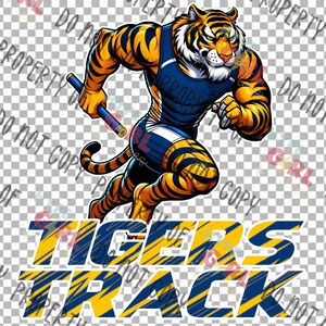 Tigers Track Mascot PNG Digital File. Blue & Yellow Variant. OTHER ...