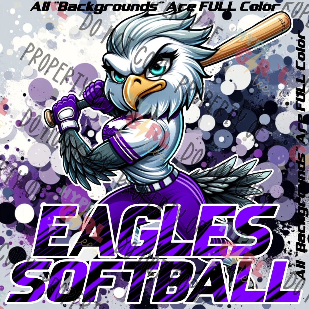 Lady Eagles Softball Mascot PNG Digital File. Purple & White Variant ...