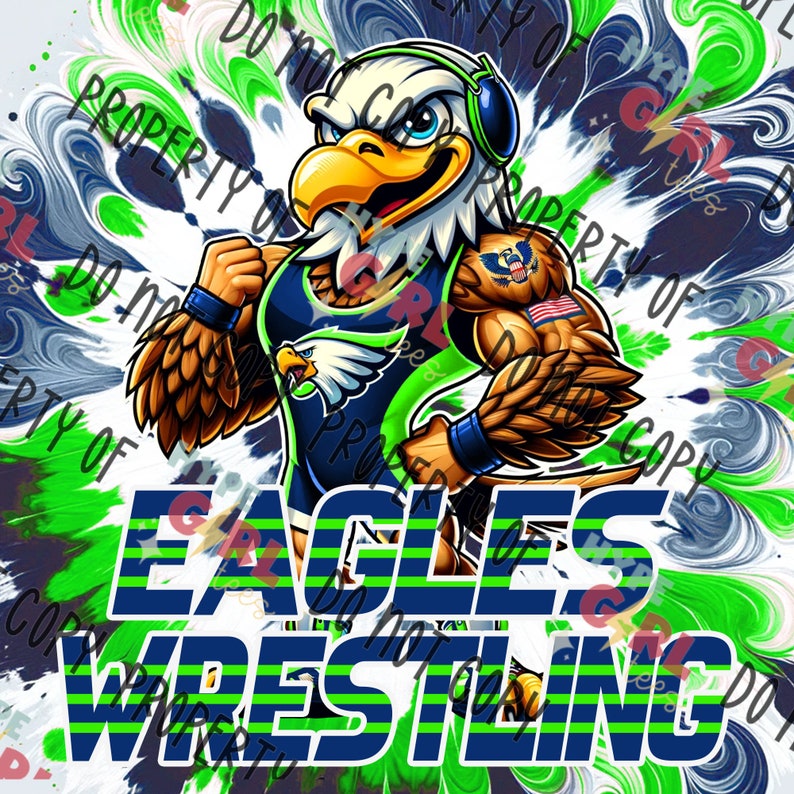Eagle Wrestling Mascot PNG Files, Navy & Green. Other Colors Available ...
